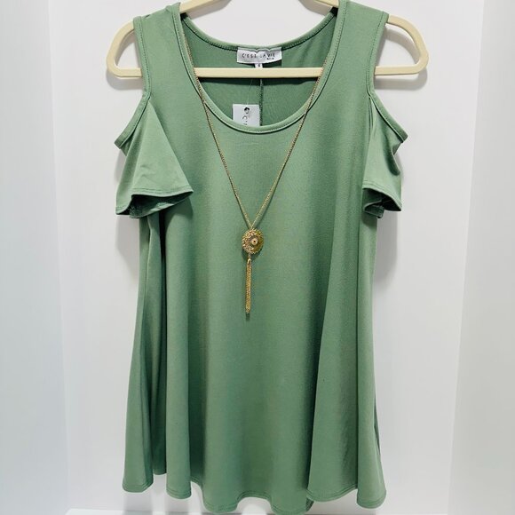 C'EST LAVIE | Tops | Nwt Cest Lavie Top With Cold Shoulder And With Ruffle Details | Poshmark